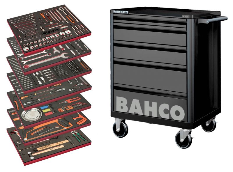 Bahco 7 Drawer E72 Black Roller Cabinet c/w 415 Tools, at D&M Tools