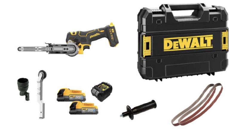 Dewalt DCM200E2T 18V XR Brushless Band File With 2 x Compact Powerstack ...