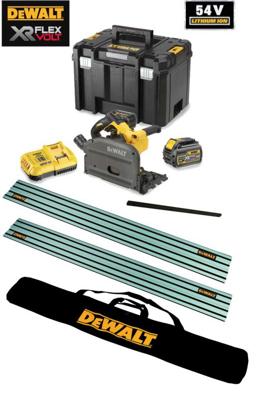 Dewalt DCS520T2 54V XR FLEXVOLT Cordless Plunge Saw - 2 x Batteries ...