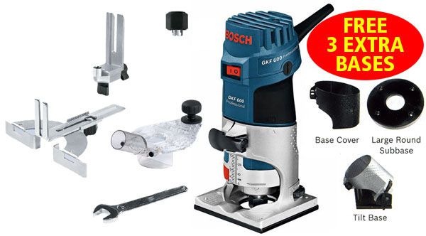 Bosch Gkf 600 240v 600w 1/4in Palm Router & Extra Bases, BSHGKF600 at D ...