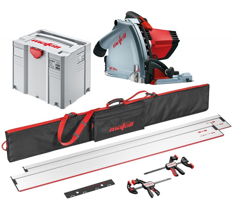 Mafell MT55CC 240v Plunge Saw with 2 x 1.6m Guide Rails + Connector + 2 ...