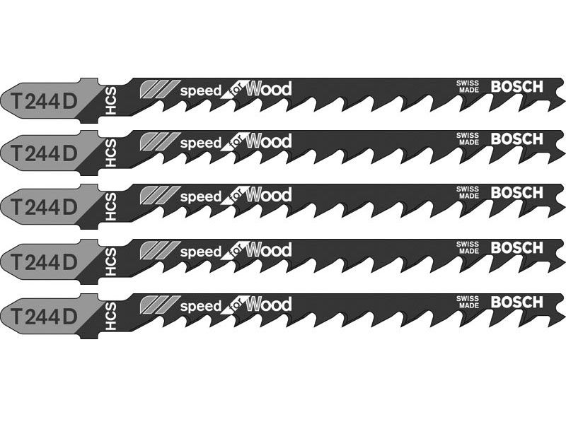 Bosch T244D Jigsaw Blades Fast Curved Wood Cutting 5 Blades, at D&M Tools